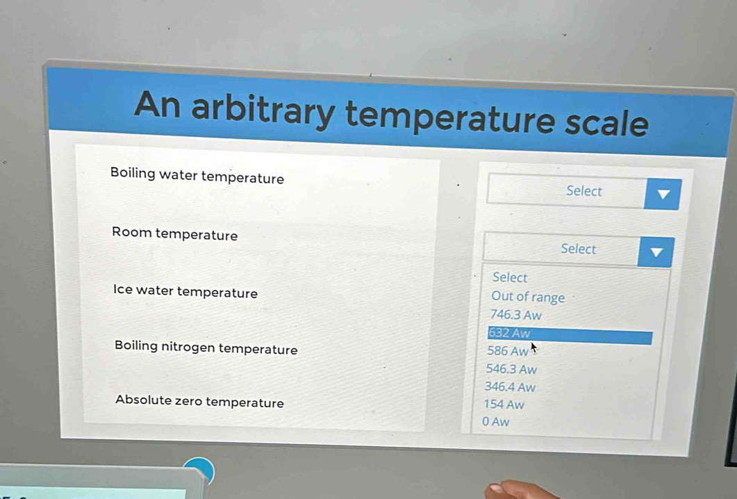 Solved: An arbitrary temperature scale Boiling water temperature Select ...