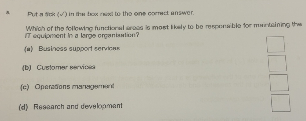 Résolu :Put a tick (√) in the box next to the one correct answer. Which ...