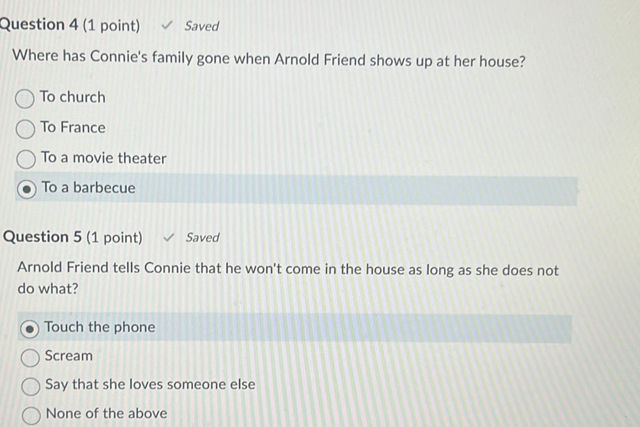 Solved: Saved Where has Connie's family gone when Arnold Friend shows ...