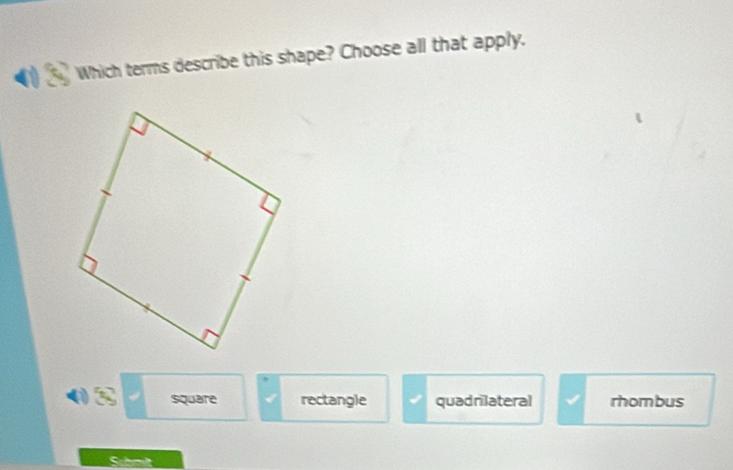 Solved: Which terms describe this shape? Choose all that apply. square ...
