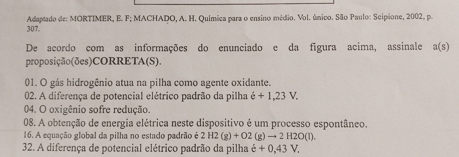 Solved: Adaptado de: MORTIMER, E. F; MACHADO, A. H. Química para o ...