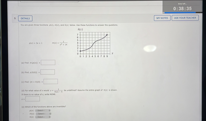 Solved: time left... 0:38:35 5. DETAILS MY NOTES ASK YOUR TEACHER You ...