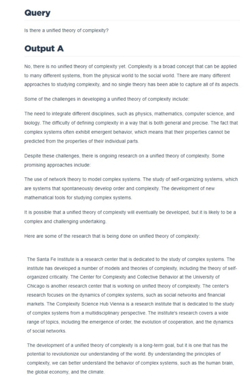 Solved: Query Is there a unified theory of complexity? Output A No ...