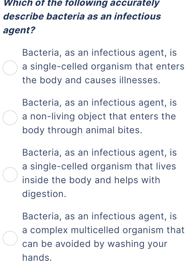 Solved: Which of the following accurately describe bacteria as an ...