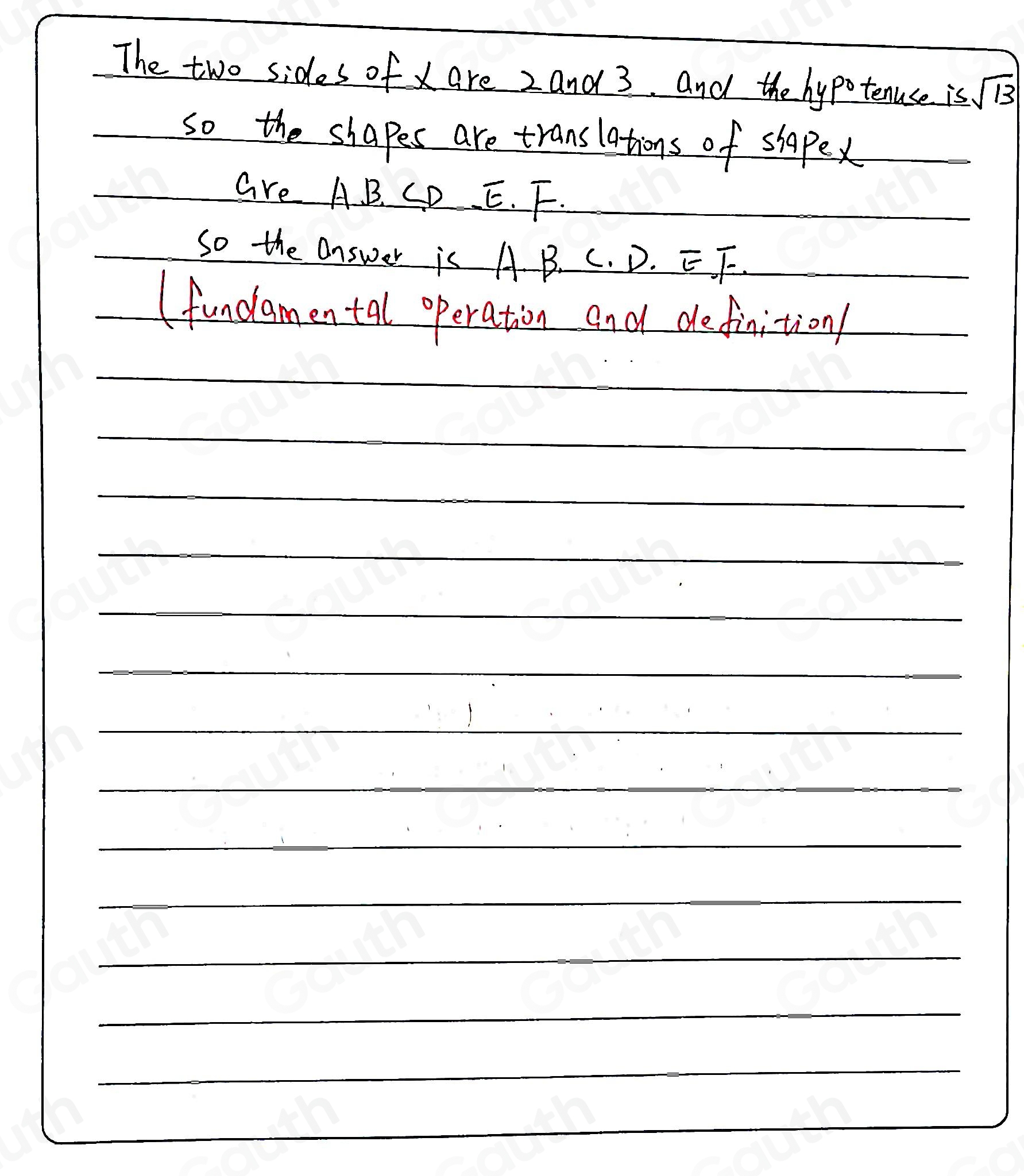 Solved: Select all of the shapes below which are translations of shape ...