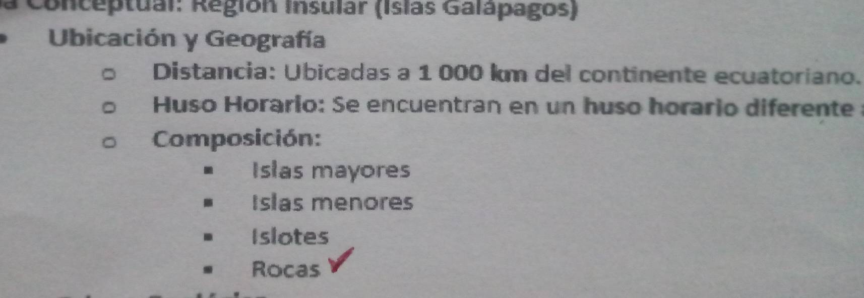 Resuelto:la Conceptual: Región Insular (Islas Galápagos) Ubicación y ...