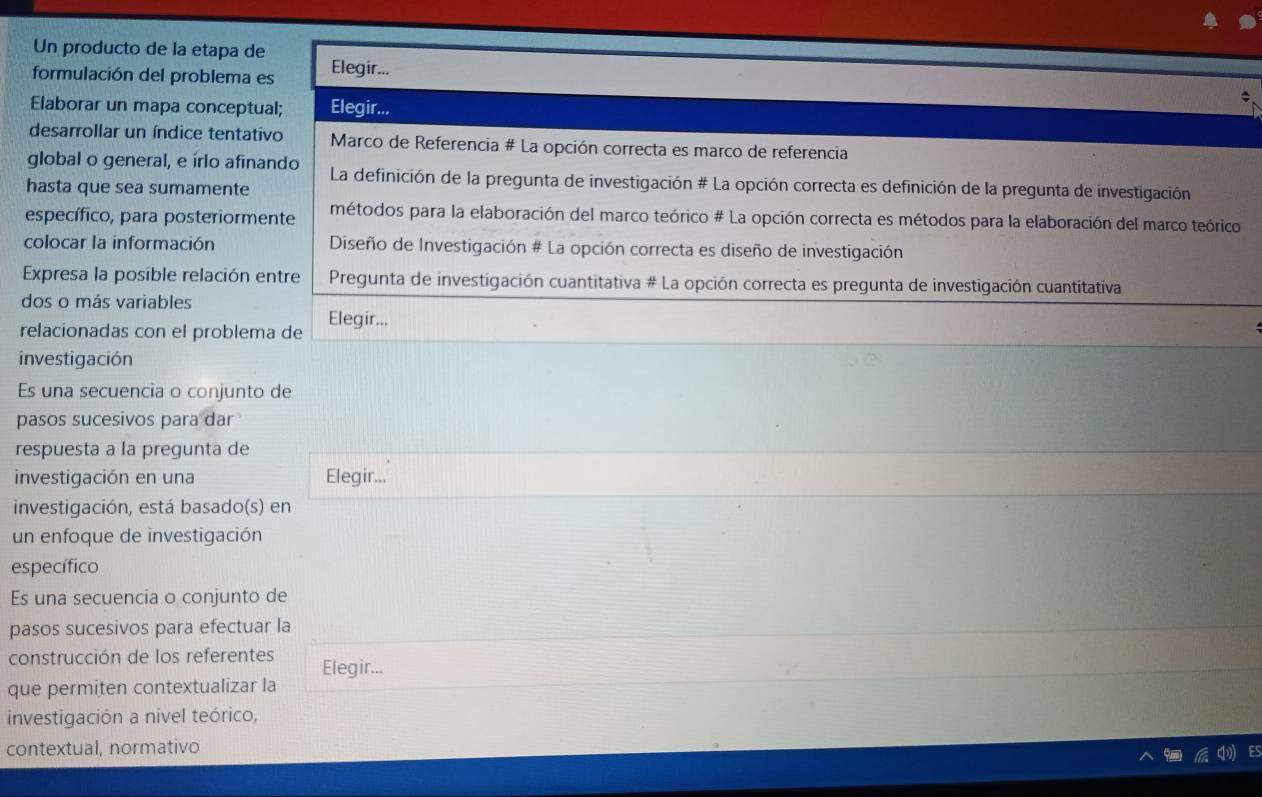 Resuelto:Un producto de la etapa de formulación del problema es Elegir ...