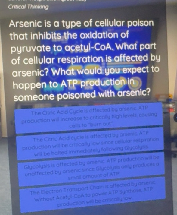 Solved: Critical Thinking Arsenic is a type of cellular poison that ...