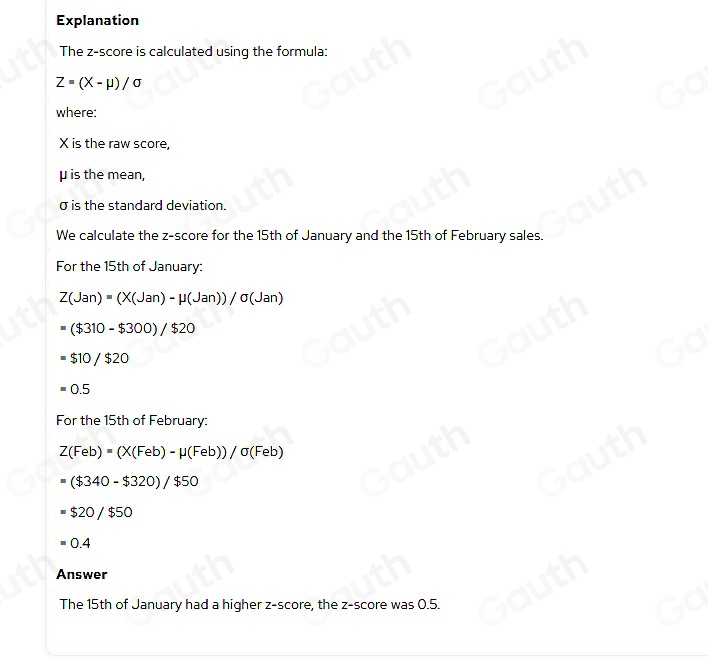 Solved: the corresponding mean and standard deviation. The sales data ...