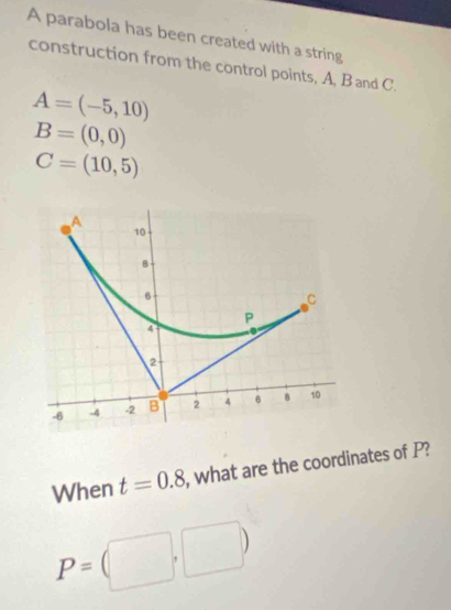 Solved: A parabola has been created with a string construction from the ...
