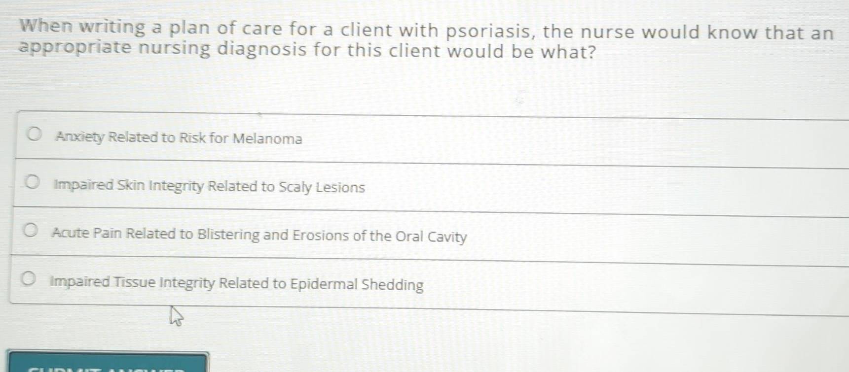 Solved: When writing a plan of care for a client with psoriasis, the ...