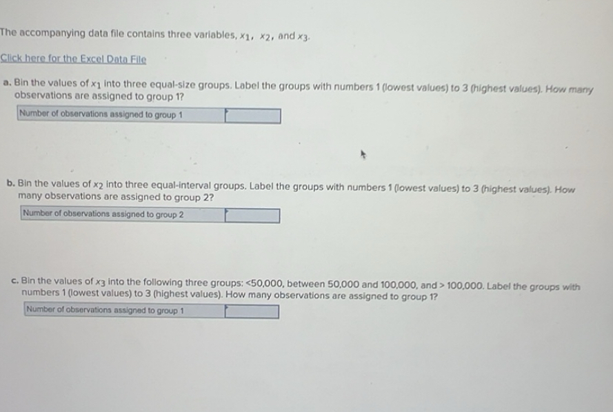 Solved: The accompanying data file contains three variables, x_1, x_2 ...