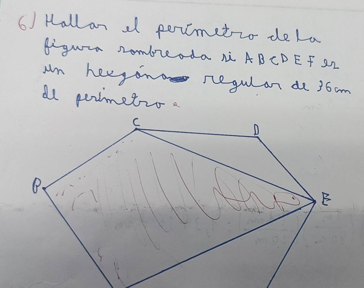 Resuelto:Hall an af perimet-io dela figuia rombroda ni ABCD EF 22 an ...
