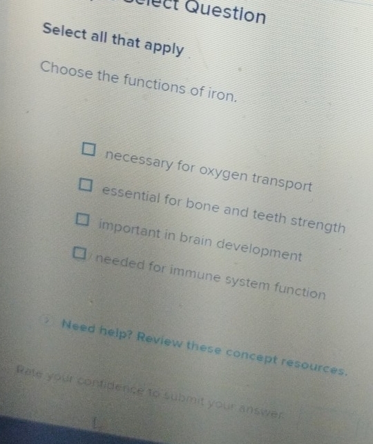 Solved: Quiect Question Select all that apply Choose the functions of ...