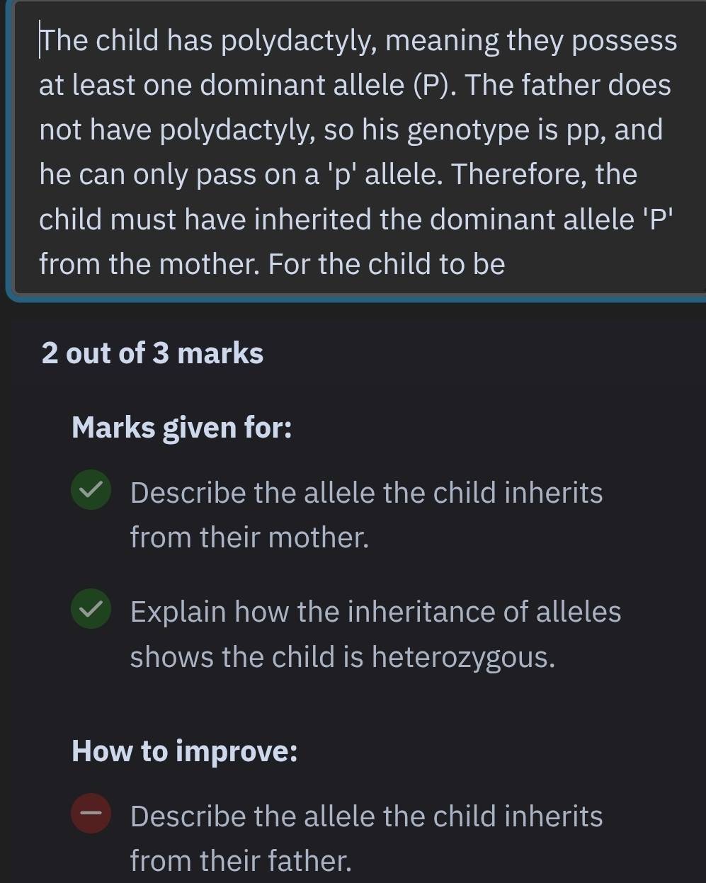 Solved: The child has polydactyly, meaning they possess at least one ...