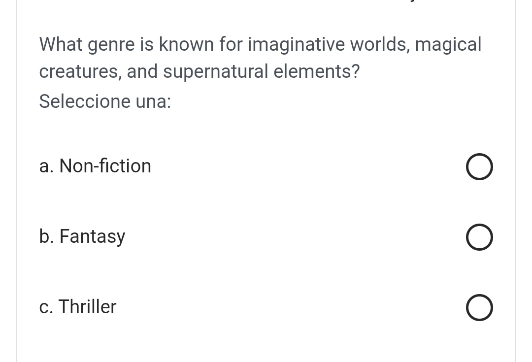 Resuelto:What genre is known for imaginative worlds, magical creatures ...