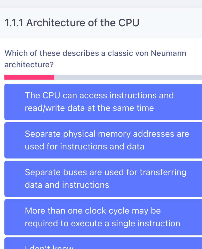 Solved: Architecture of the CPU Which of these describes a classic von Neumann architecture? The ...