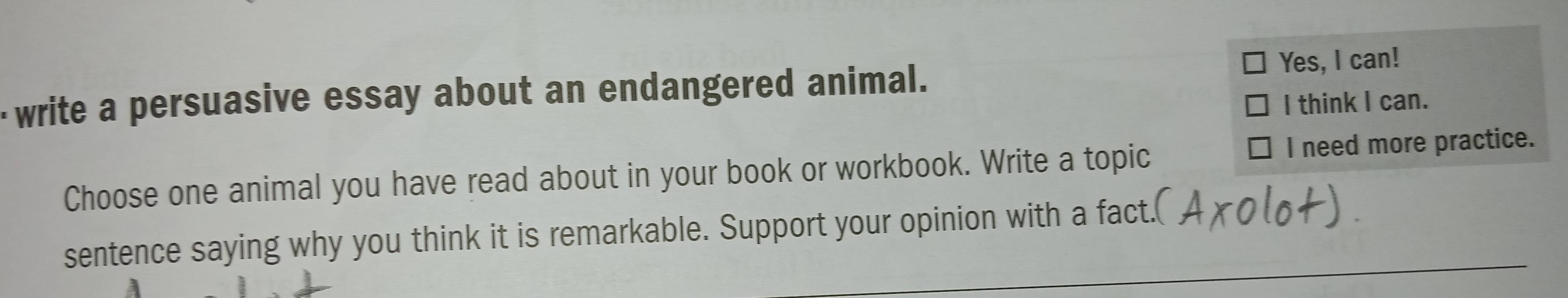 Giải quyết:write a persuasive essay about an endangered animal. Yes, I ...