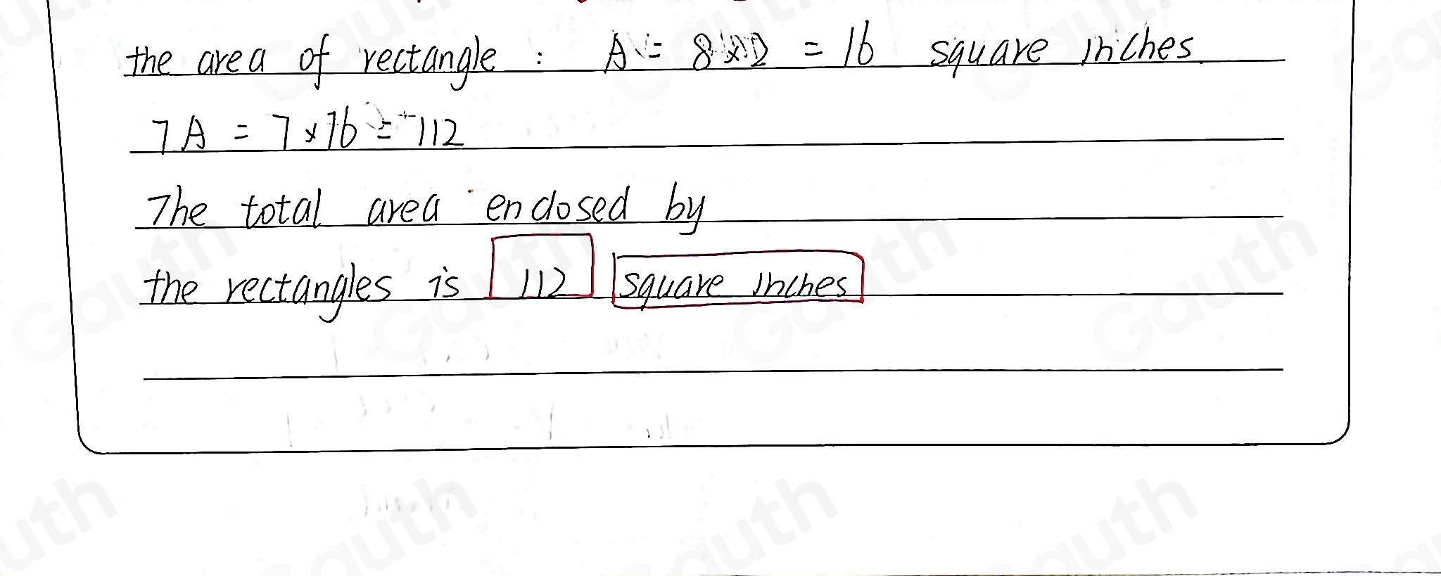 Solved: Find the total area enclosed by 7 non-overlapping rectangles ...