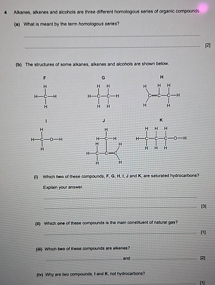 Gelöst:Alkanes, alkenes and alcohols are three different homologous ...