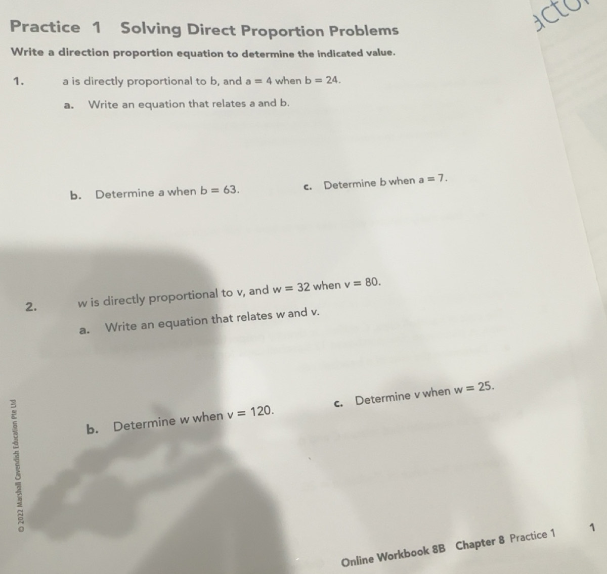 Solved: to Practice 1 Solving Direct Proportion Problems Write a ...