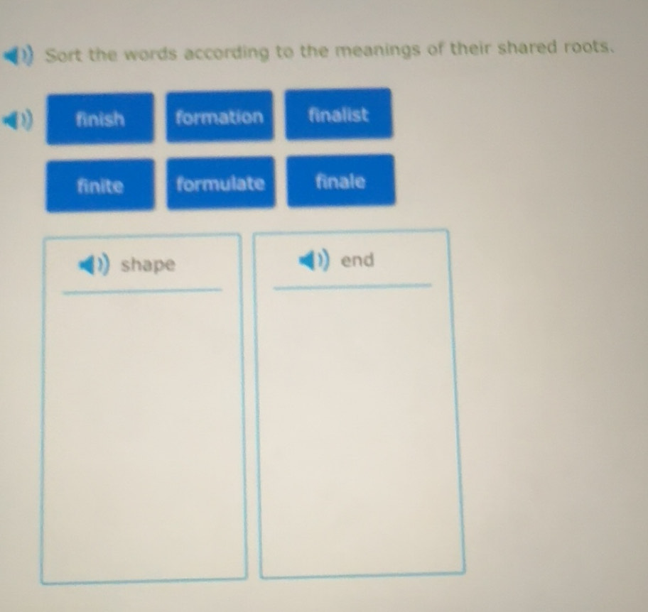 Gelöst:Sort the words according to the meanings of their shared roots ...