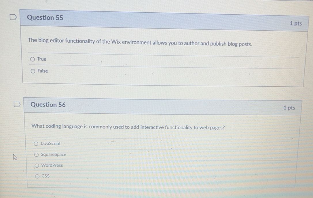 Solved: The blog editor functionality of the Wix environment allows you ...