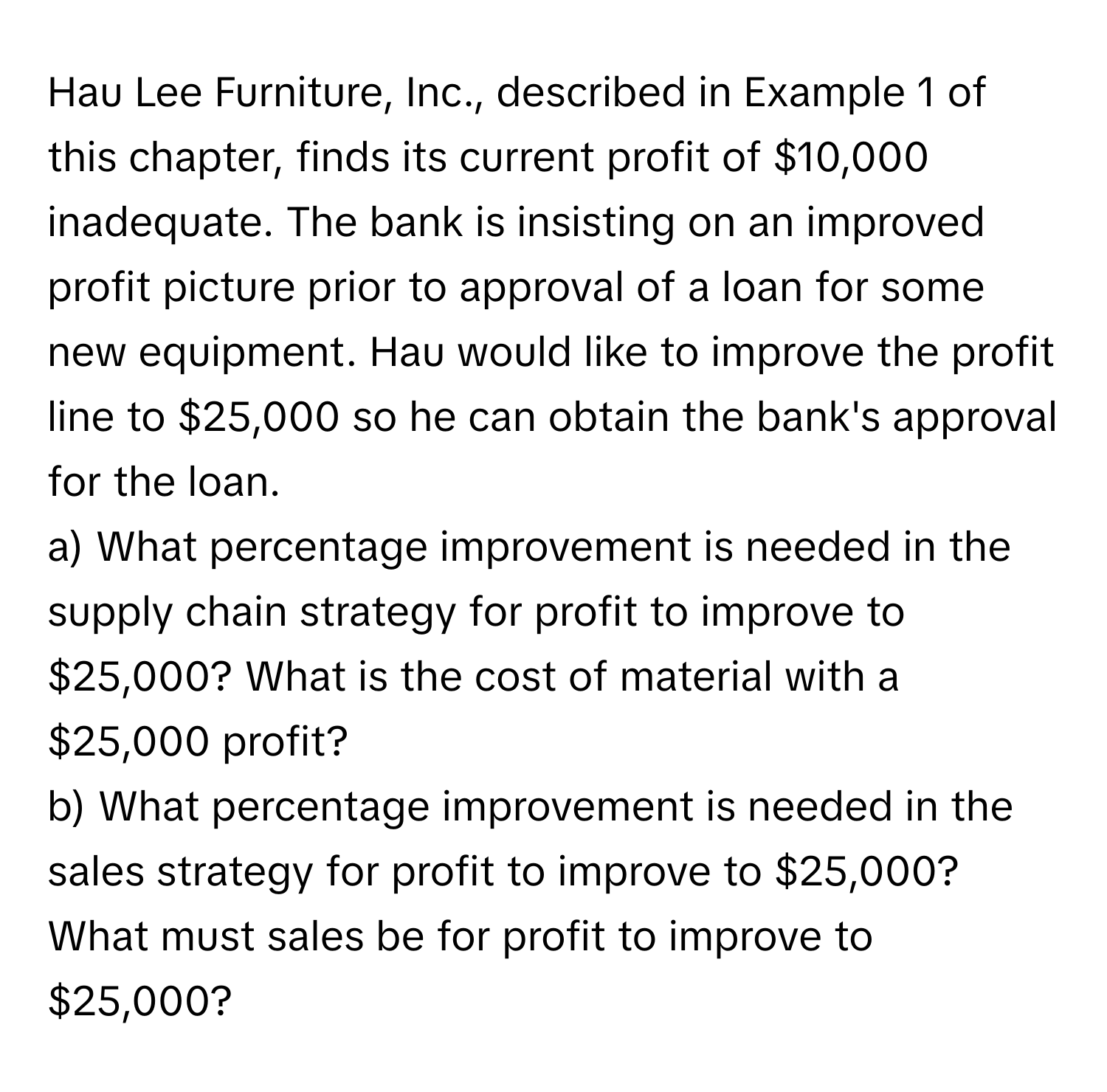 Solved: Hau Lee Furniture, Inc., described in Example 1 of this chapter ...