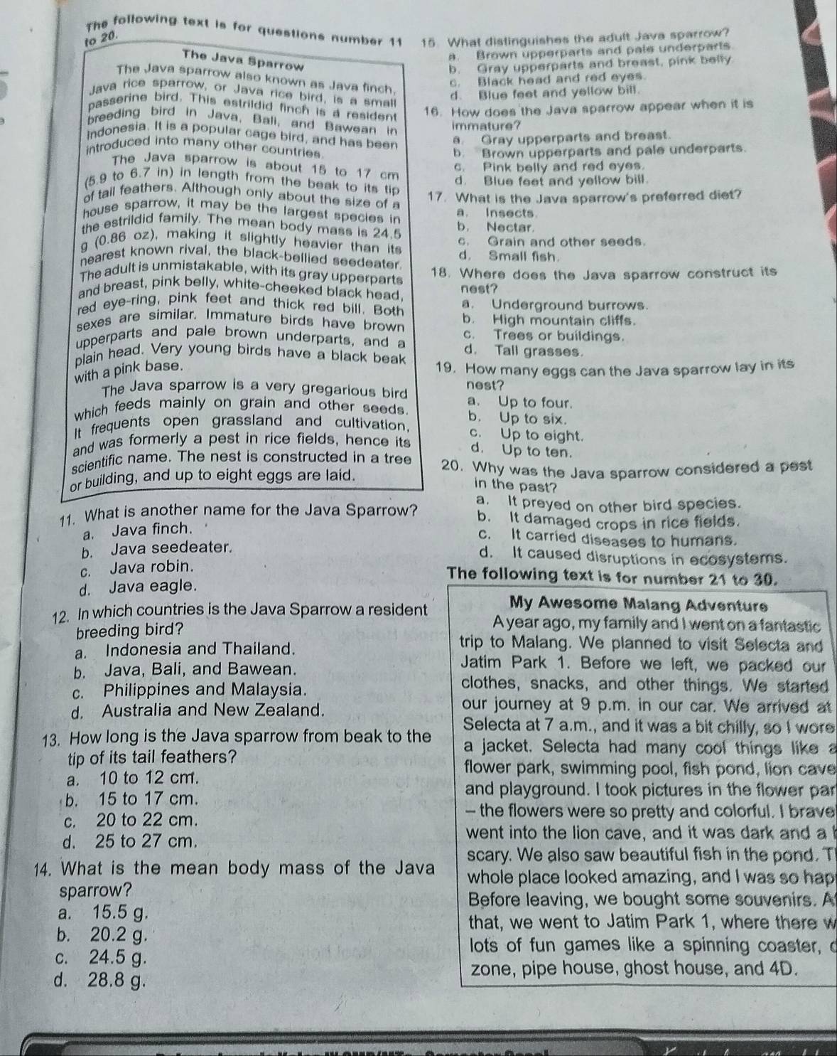 Telah dijawab:The following text is for questions number 11 15. What ...