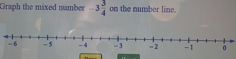 Solved: Graph the mixed number -3 3/4 on the number line. [Math]