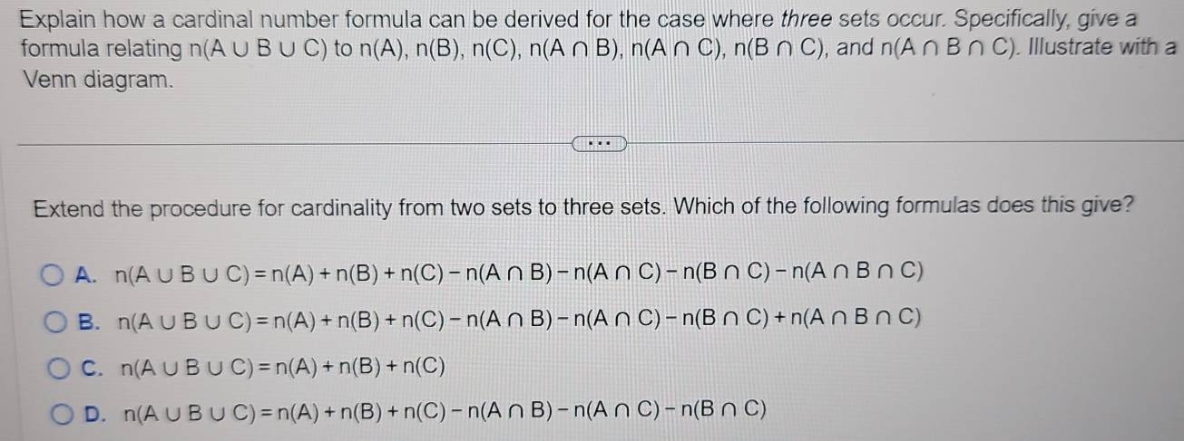 Solved: Explain how a cardinal number formula can be derived for the ...