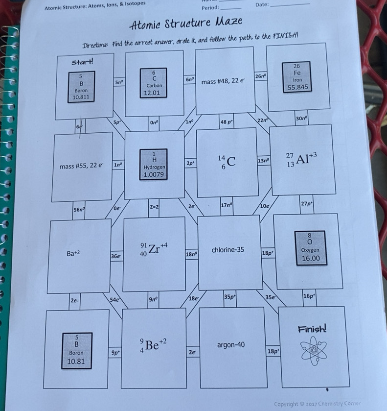 Solved: Atomic Structure: Atoms, Ions, & Isotopes _Date:_ Period ...