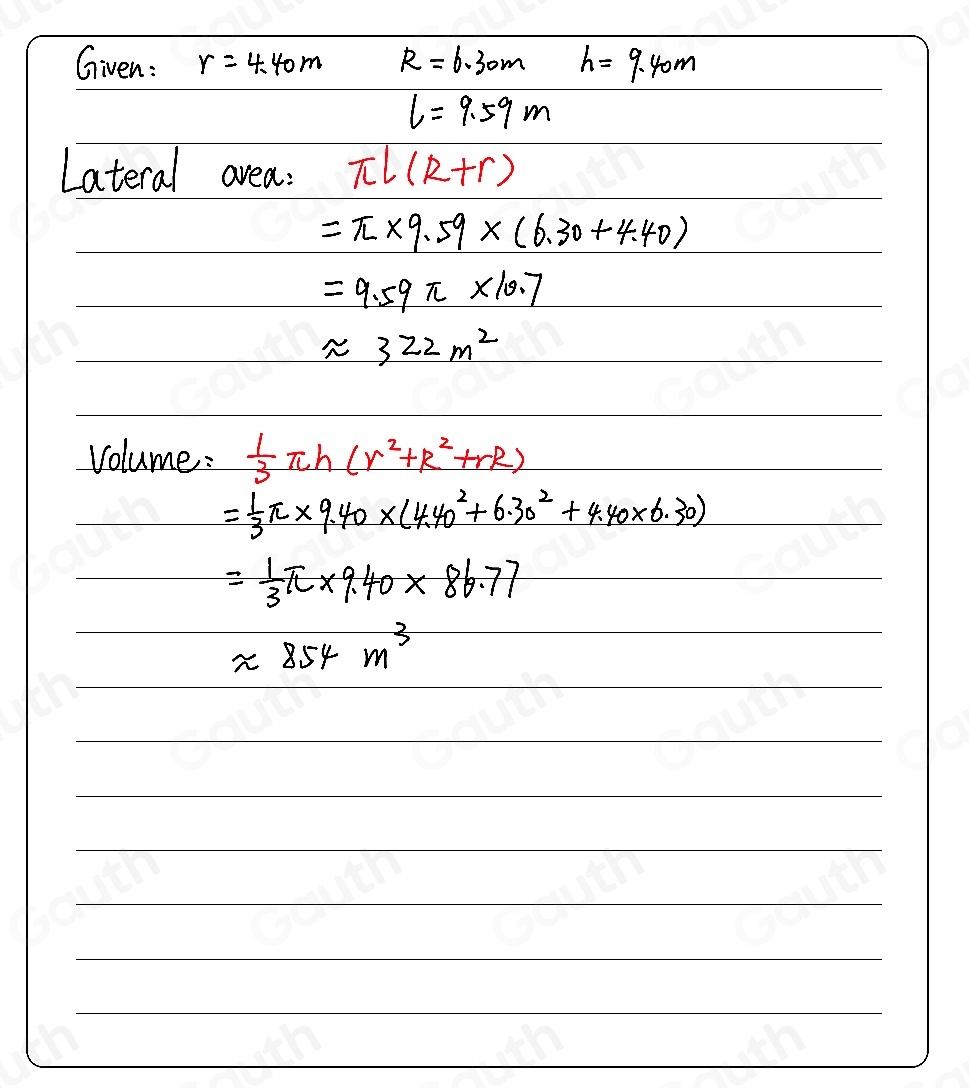 Solved: Find the lateral surface area and volume of the solid object ...