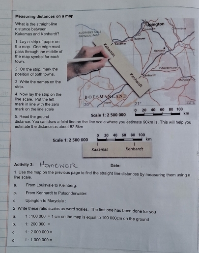 Solved: Measuring distances on What is the straight-line Kakamas and ...