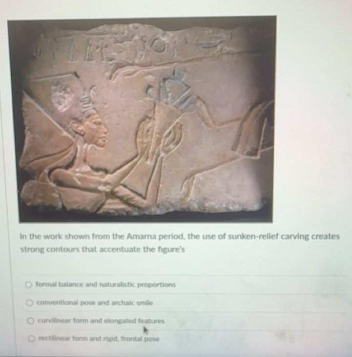 Résolu :In the work shown from the Amarna period, the use of sunken ...