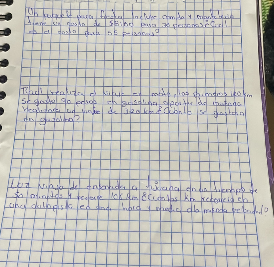 Resuelto:On pagget eada ficota Incluyc conda y manclrie Hent in gasko ...
