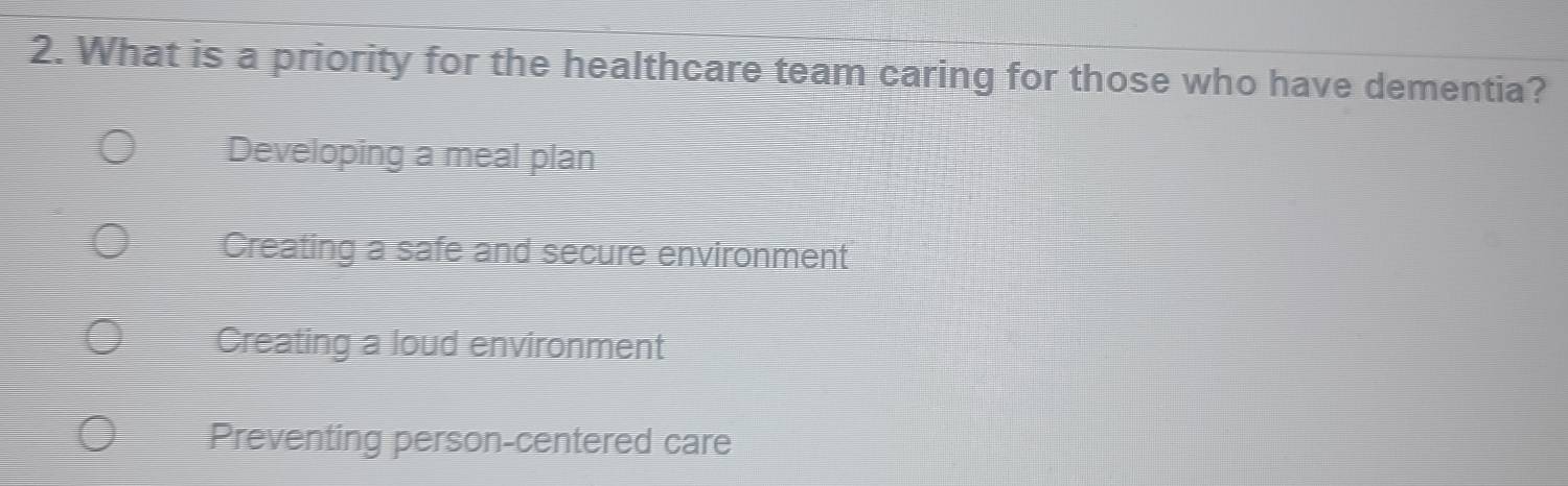 Solved: What is a priority for the healthcare team caring for those who ...