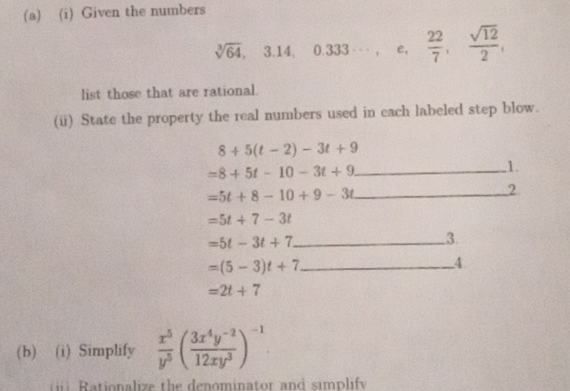 Solved: Given the numbers sqrt[3](64), 3.14, 0.333·s , e, 22/7 , sqrt ...