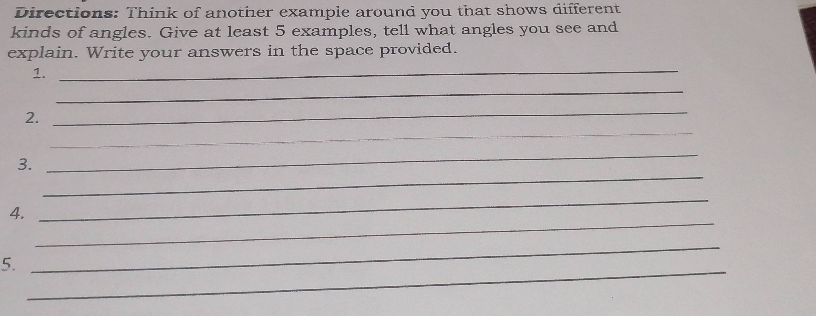 Solved: Directions: Think of another example around you that shows ...