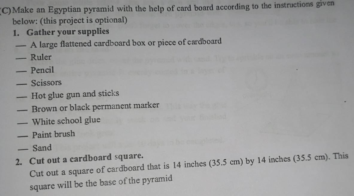 Solved: Make an Egyptian pyramid with the help of card board according ...