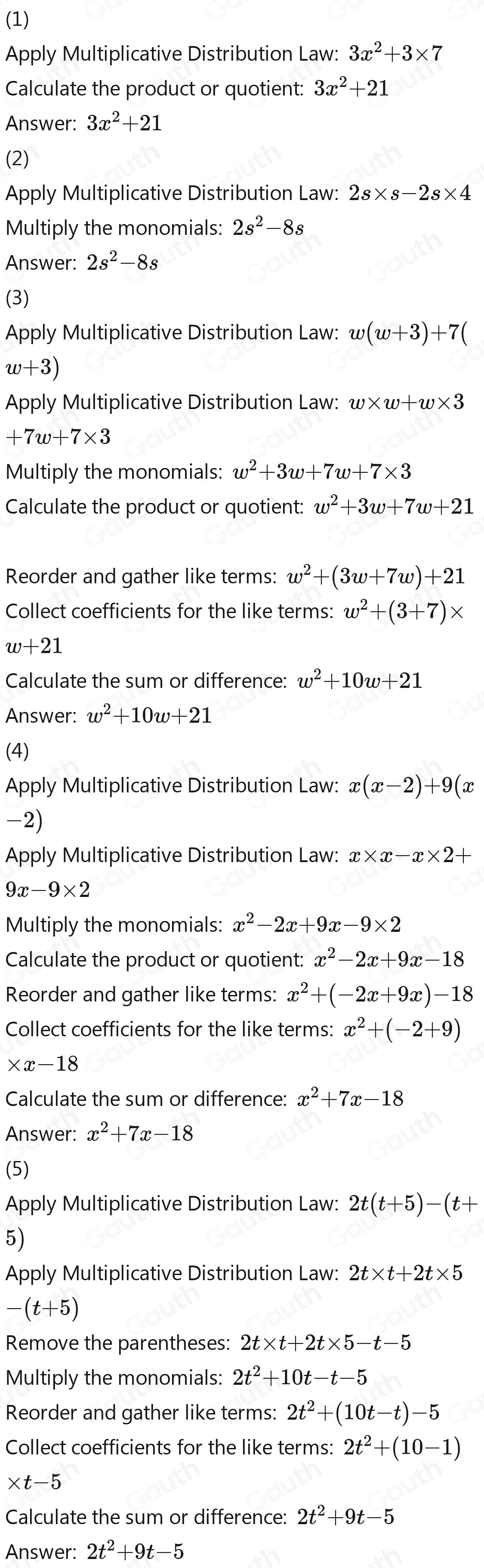 Solved: Find each indicated product then answer the questions that ...