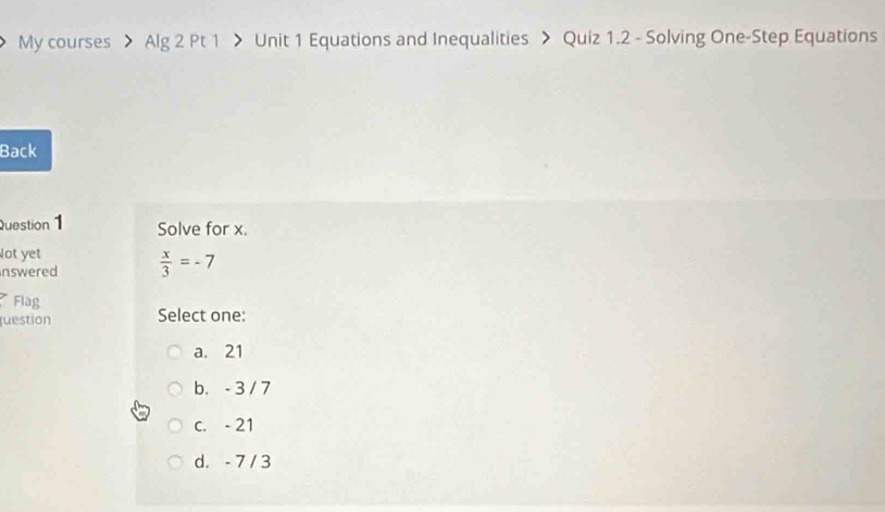 Solved: My courses > Alg 2 Pt 1 > Unit 1 Equations and Inequalities ...