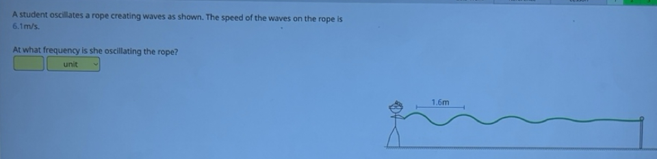 Solved: A student oscillates a rope creating waves as shown. The speed ...