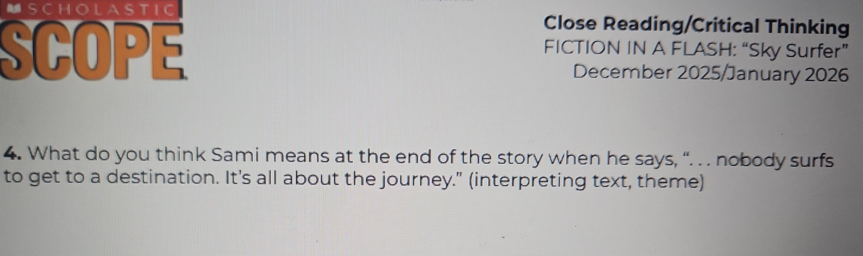 Solved: SC H O L A S T I C Close Reading/Critical Thinking SCOPE ...