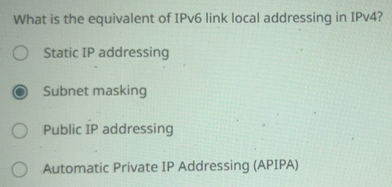 Solved: What is the equivalent of IPv6 link local addressing in IPv4 ...