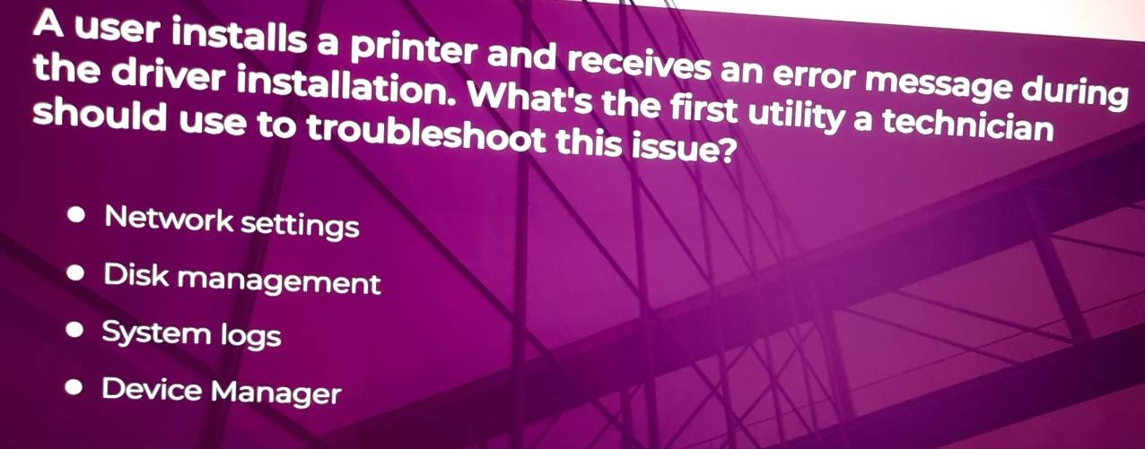 Solved: A user installs a printer and receives an error message during ...