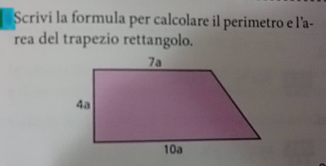 Risolto:Scrivi la formula per calcolare il perimetro e l'a- rea del ...