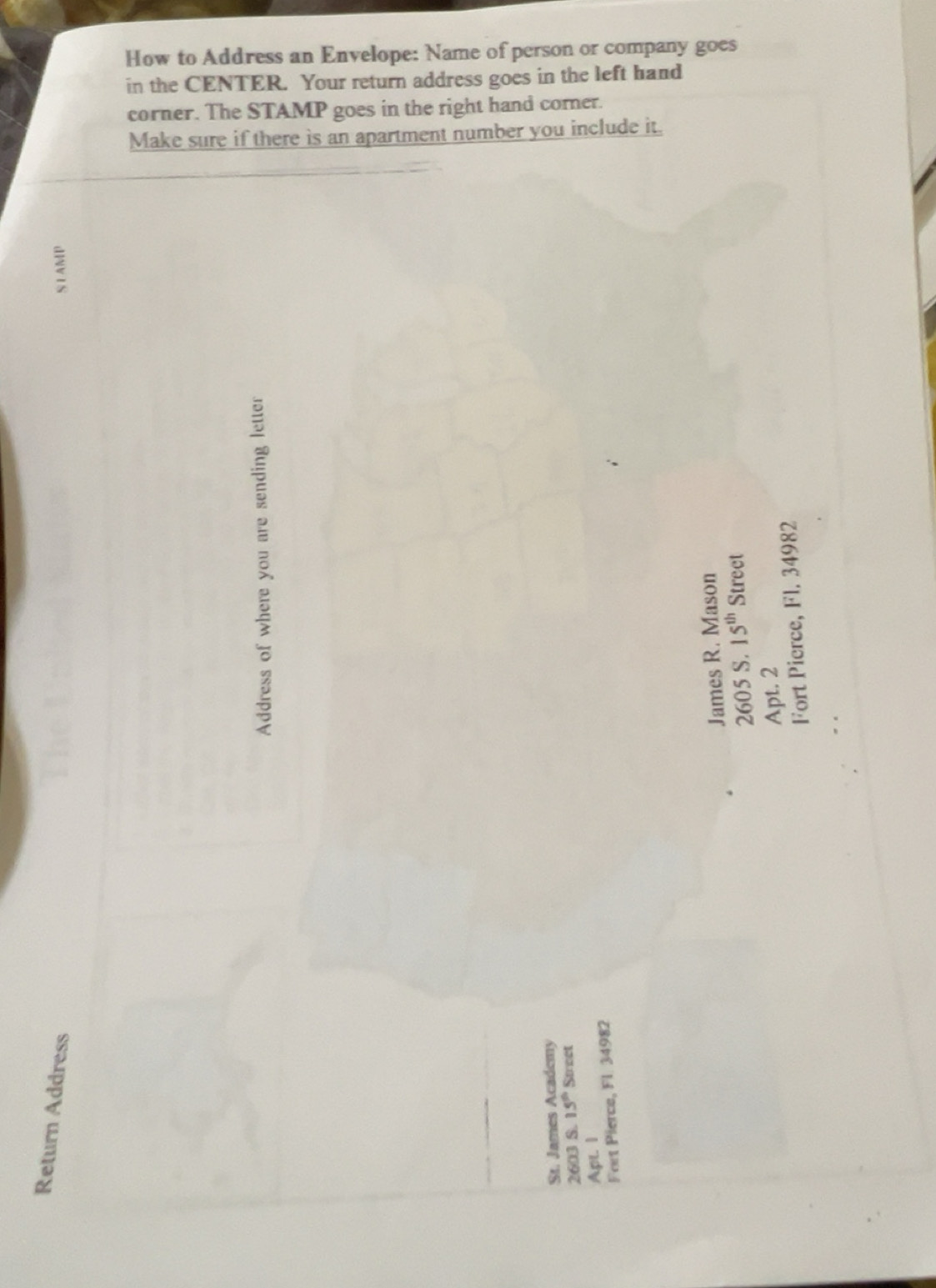 Solved: How to Address an Envelope: Name of person or company goes in ...