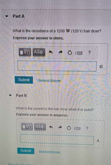 Solved: What is the resistance of a 1200 W (120 V) hair dryer? Express ...