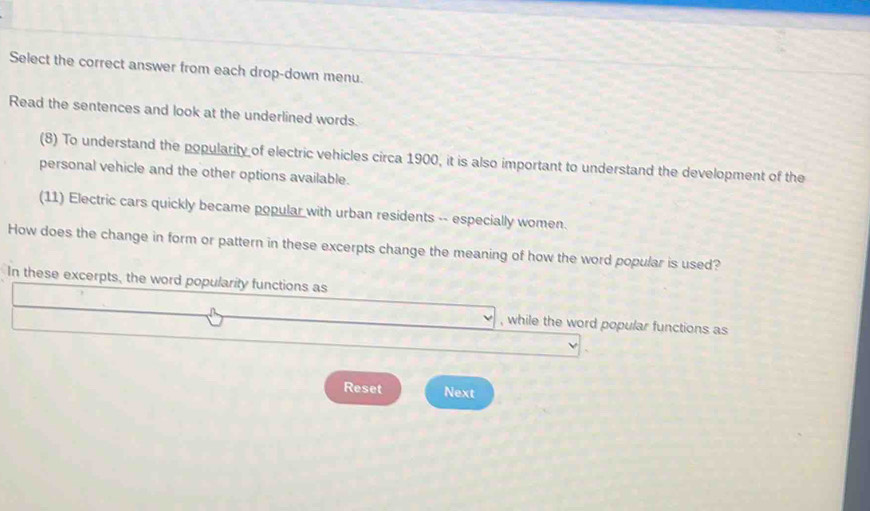 Solved: Select the correct answer from each drop-down menu. Read the ...